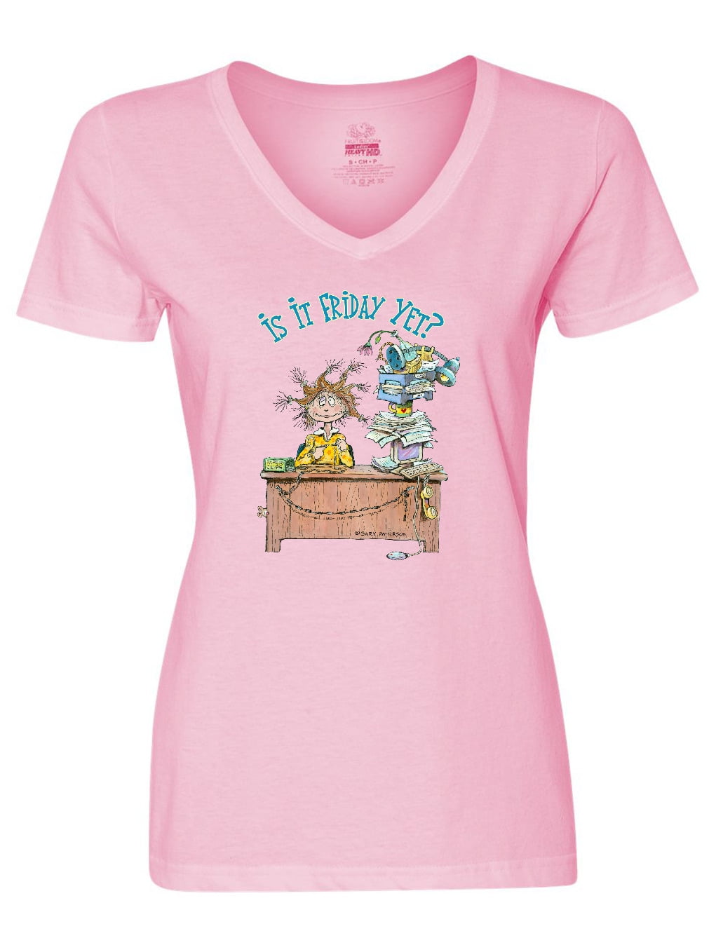 Inktastic Is It Friday Yet with Frazzled Woman at Desk Women's V-Neck T ...