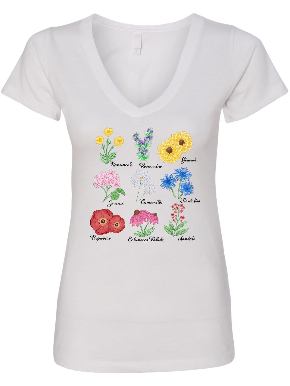 Inktastic Italian Wild Flower Chart Women's V-Neck T-Shirt - Walmart ...