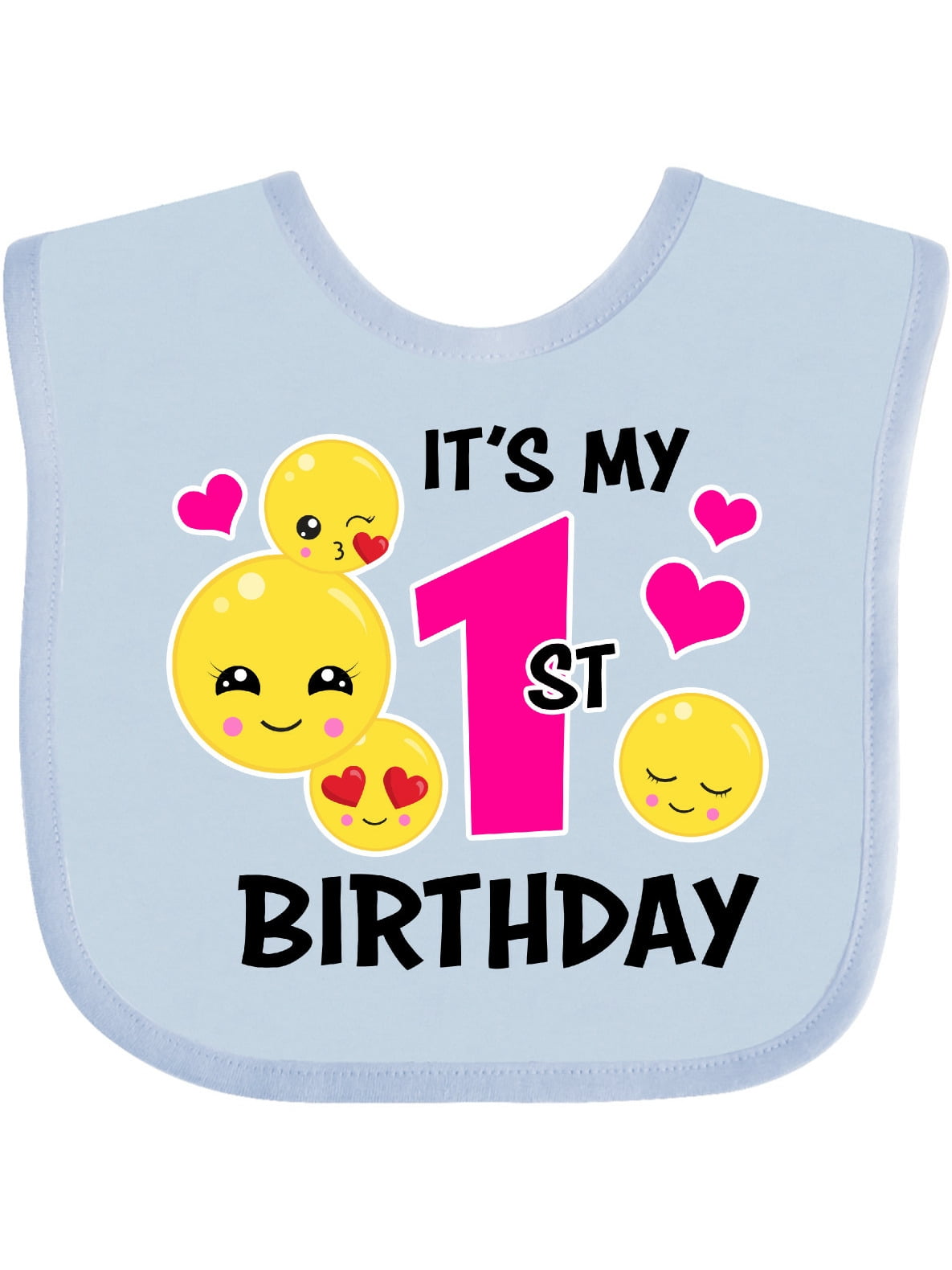 Inktastic Its My 1st Birthday with Smiling Emoticons Girls Baby Bib ...