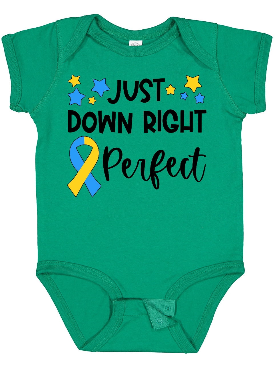 Inktastic Just Down Right Perfect Down Syndrome Awareness Ribbon Boys or Girls Baby Bodysuit ...