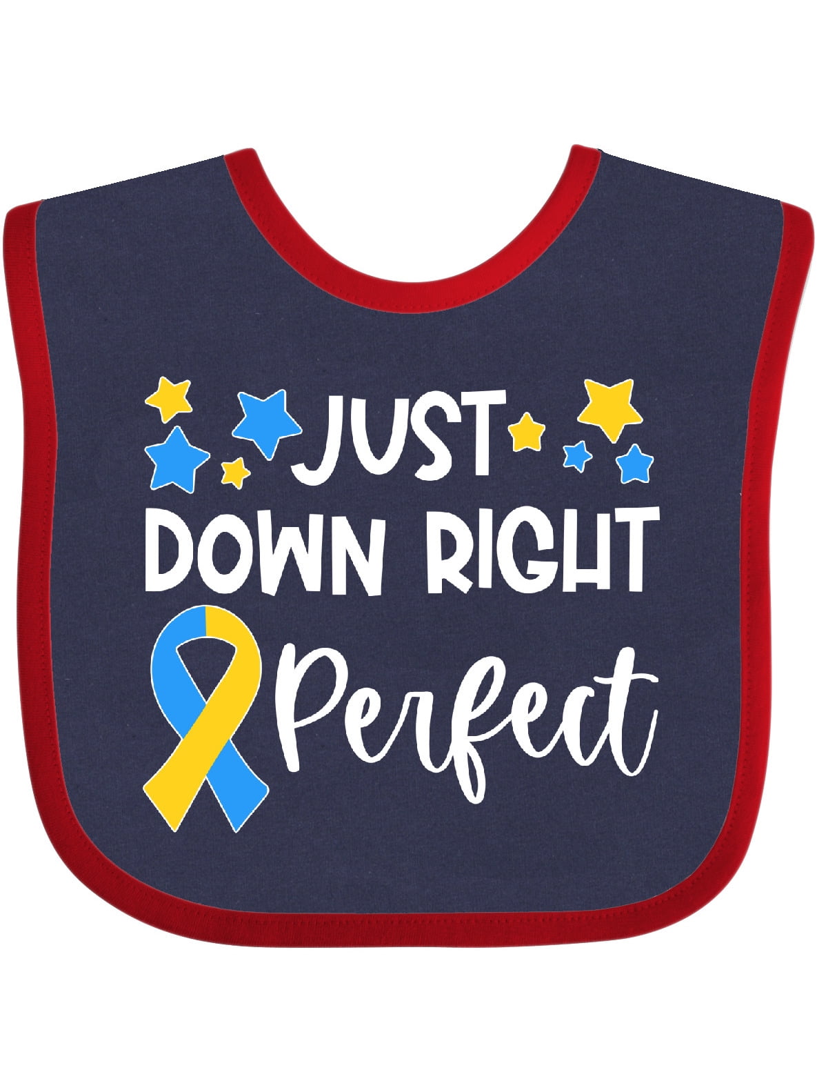 Inktastic Just Down Right Perfect Down Syndrome Awareness Ribbon Boys or Girls Baby Bib ...