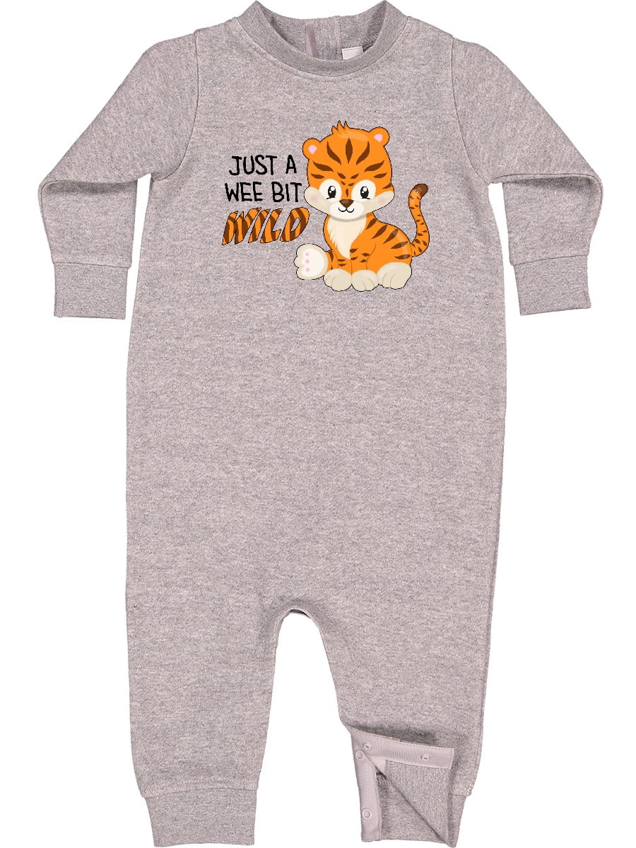 Inktastic Just a Wee Bit Wild Cute Tiger Cub Baby Fleece Romper ...