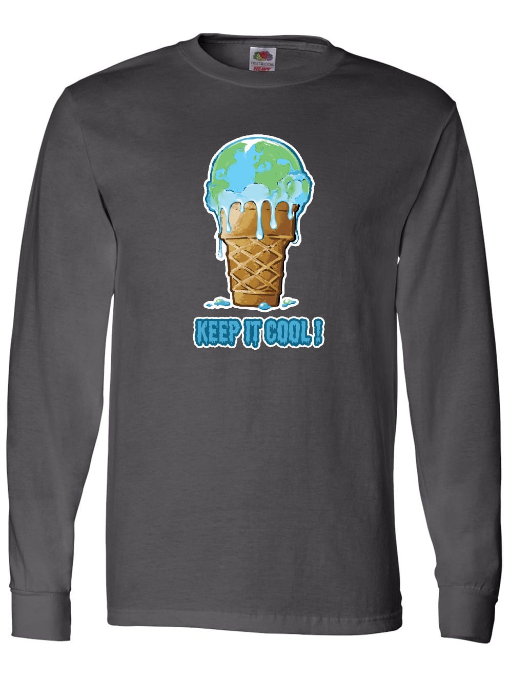 Inktastic Keep It Cool Melting Earth Ice Cream Cone Long Sleeve T-Shirt ...
