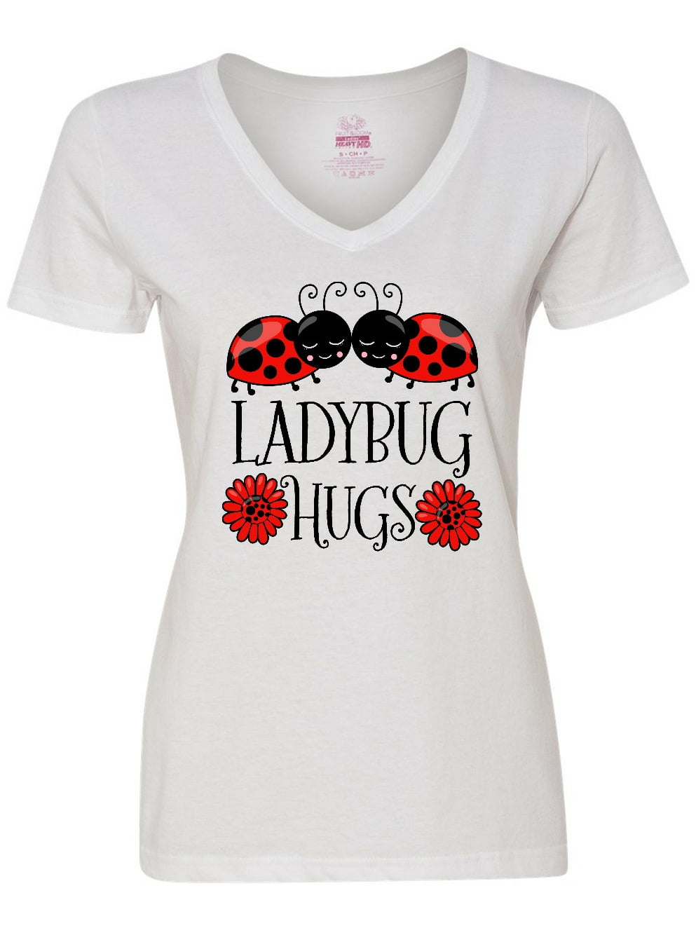 Inktastic Ladybug Hugs Cute Pair of Ladybugs Women's V-Neck T-Shirt ...
