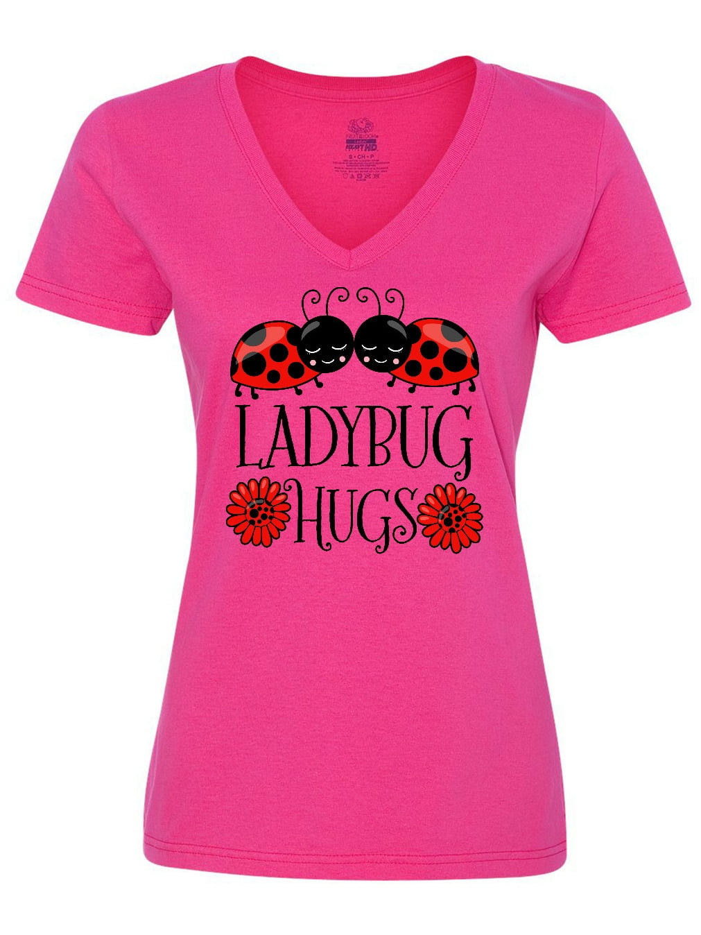 Inktastic Ladybug Hugs Cute Pair of Ladybugs Women's V-Neck T-Shirt ...