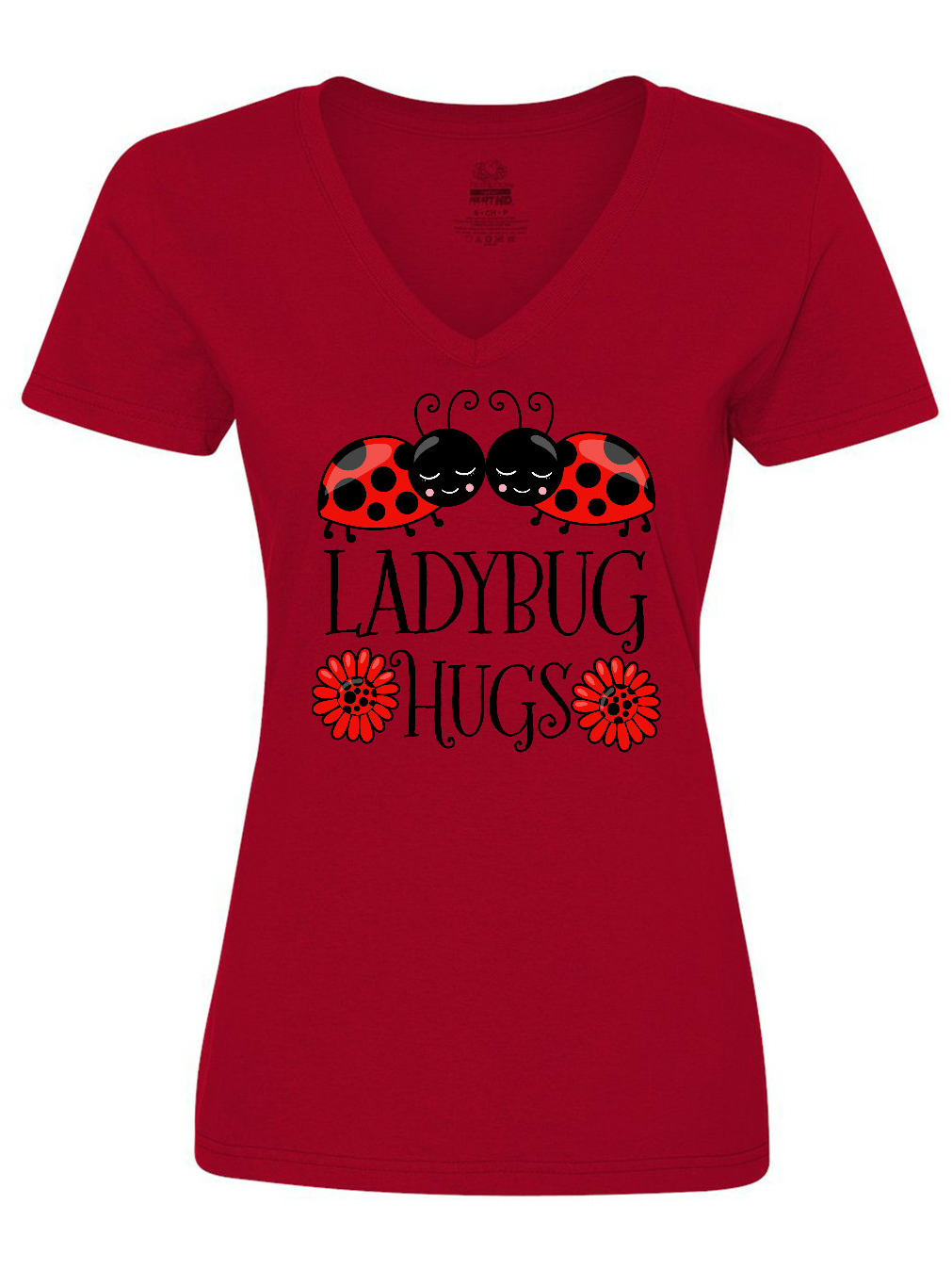 Inktastic Ladybug Hugs Cute Pair of Ladybugs Women's V-Neck T-Shirt ...
