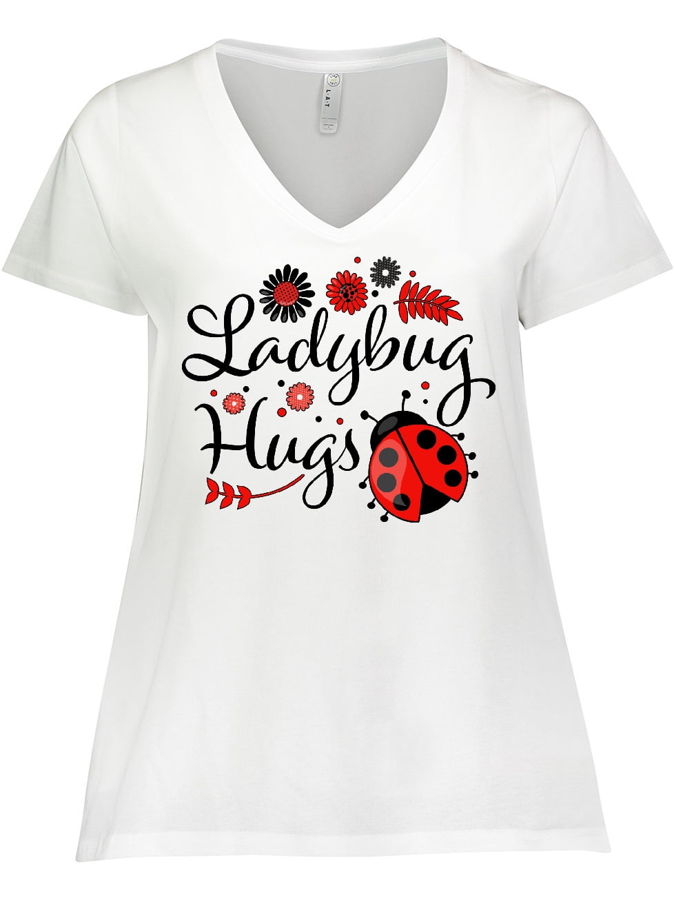 Inktastic Ladybug Hugs with Cute Ladybug and Flowers Women's Plus Size ...