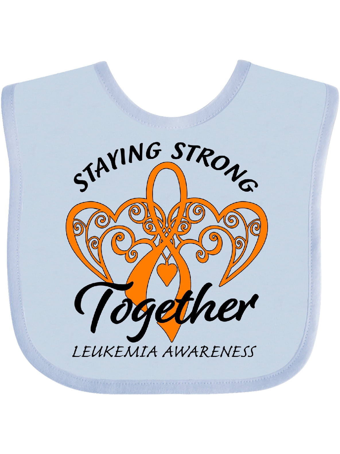Inktastic Leukemia Awareness Staying Strong Together and Orange Ribbon Boys or Girls Baby Bib ...