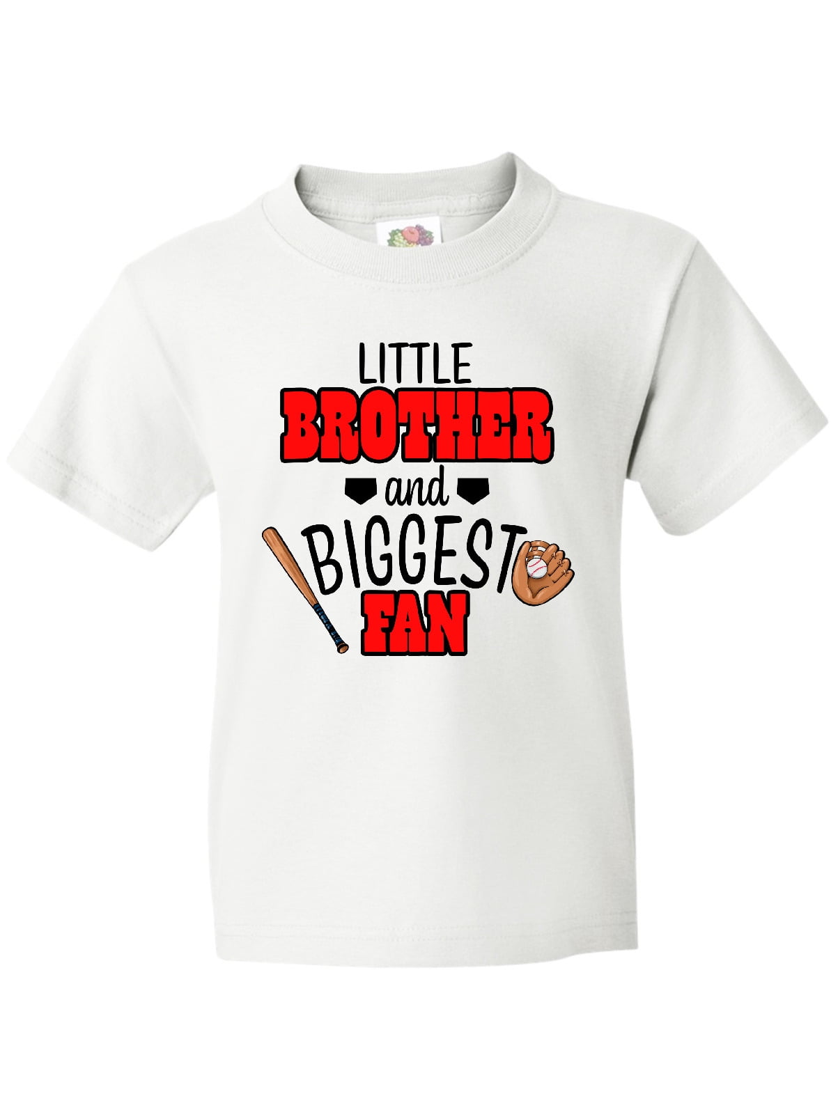 Inktastic Little Brother and Biggest Fan Baseball Glove and Bat Youth T ...