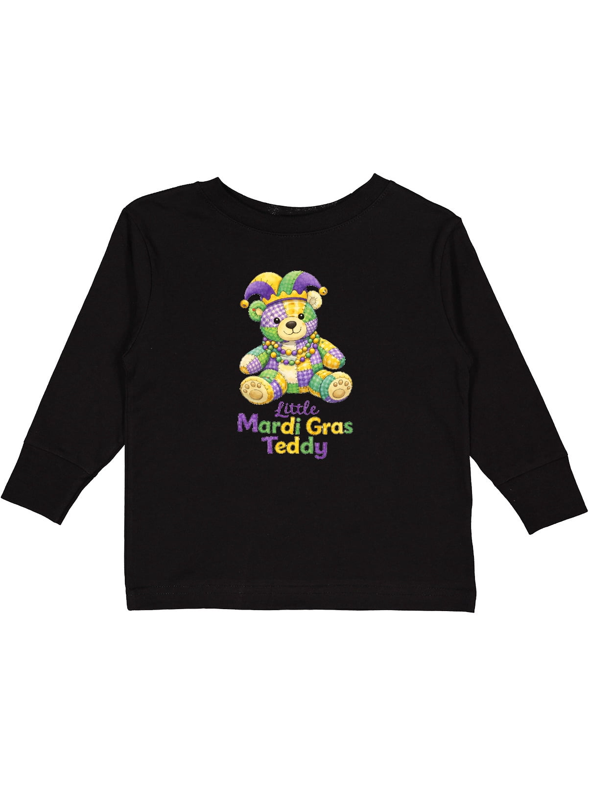 Inktastic Little Mardi Gras Teddy Bear Jester Boys or Girls Long Sleeve ...