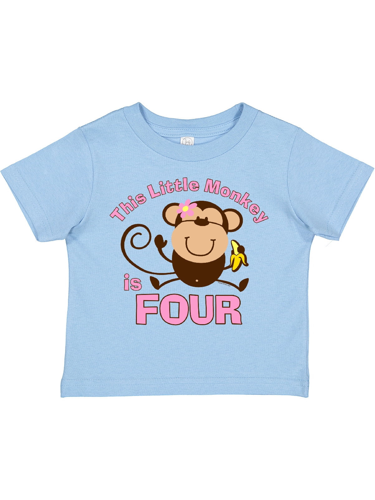 Inktastic Little Monkey Girl 4th Birthday Girls Toddler T-Shirt ...