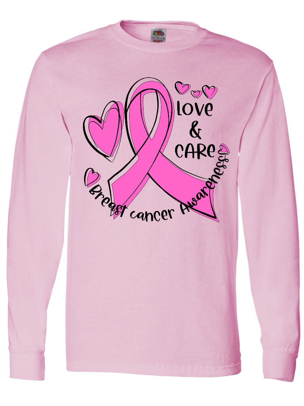 Inktastic Love, Care, Cure Breast Cancer Awareness Pink Ribbon Long Sleeve T-Shirt - Walmart.com