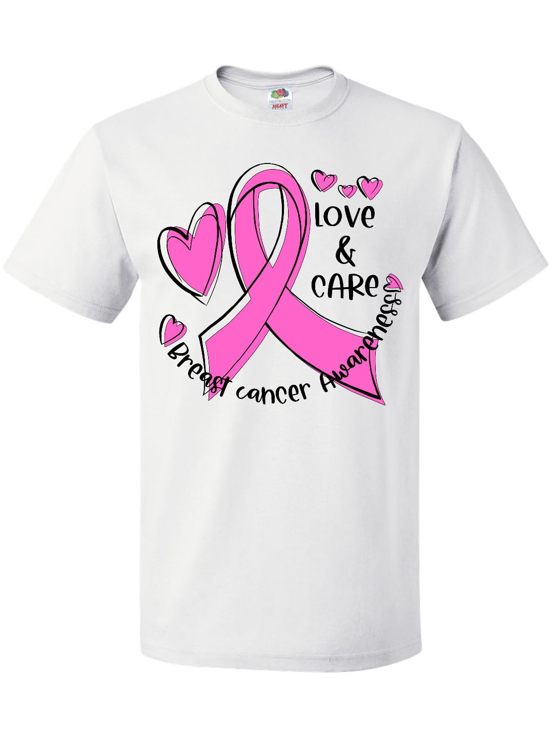 Inktastic Love, Care, Cure Breast Cancer Awareness Pink Ribbon T-Shirt - Walmart.com