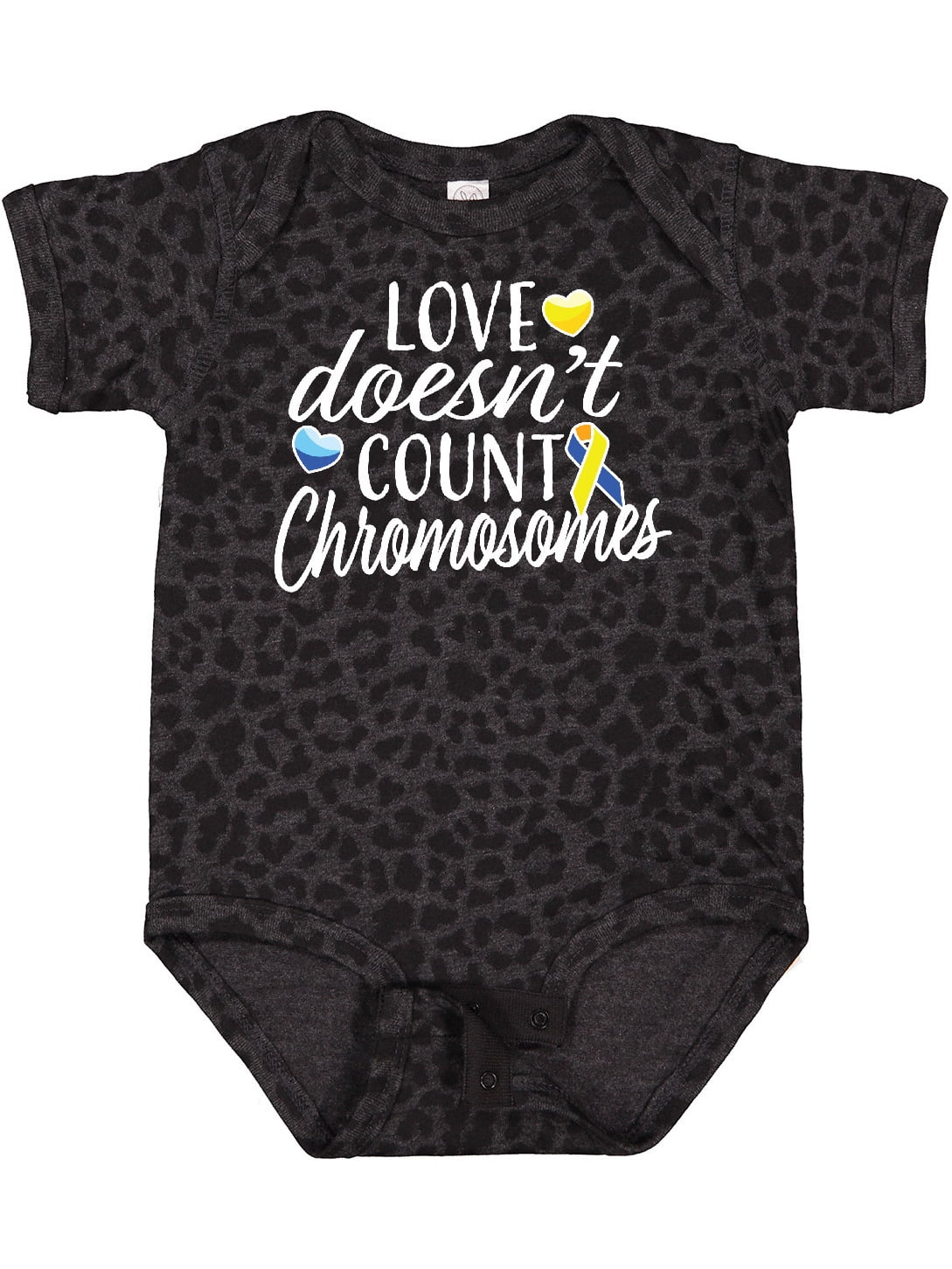 Inktastic Love Doesnt Count Chromosomes with Yellow and Blue Ribbon Boys or Girls Baby Bodysuit ...