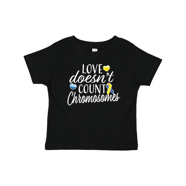 Inktastic Love Doesnt Count Chromosomes with Yellow and Blue Ribbon Boys or Girls Baby T-Shirt ...
