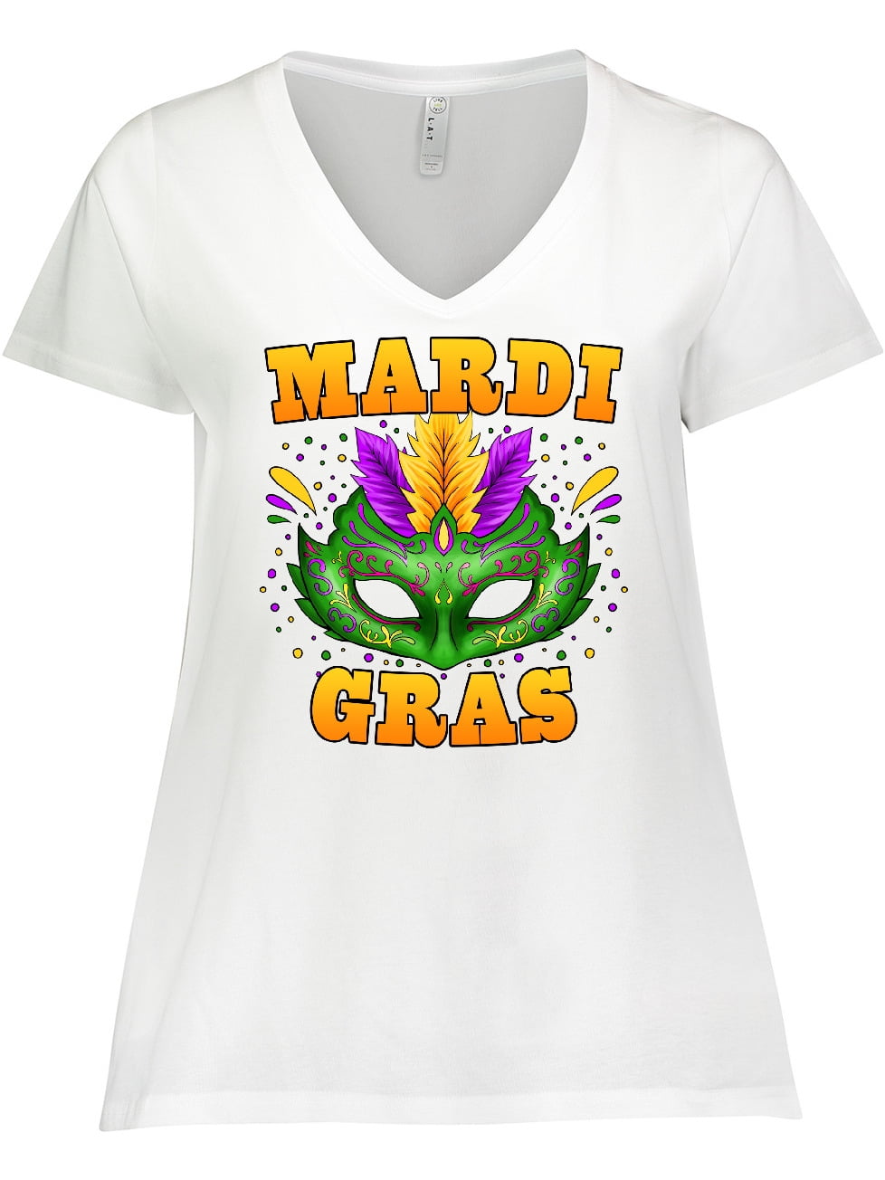 Inktastic Mardi Gras with Green Masquerade Mask Women's Plus Size V ...