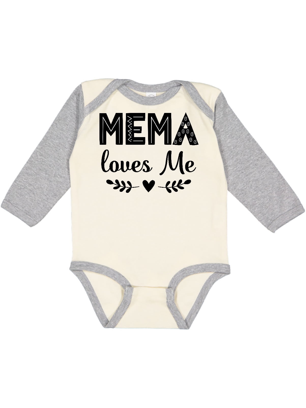 Inktastic Mema Loves Me Baby Clothes Girls Long Sleeve Baby Bodysuit ...