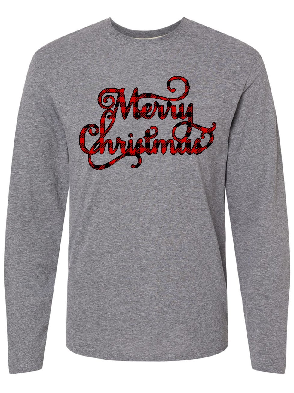 Inktastic Merry Christmas in Red Plaid Long Sleeve T-Shirt - Walmart.com