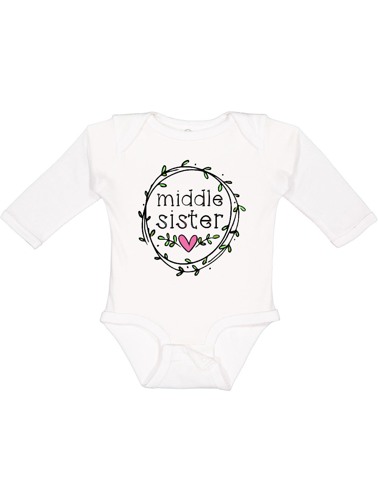Inktastic Middle Sister Leaves, Circle, Heart Girls Long Sleeve Baby ...