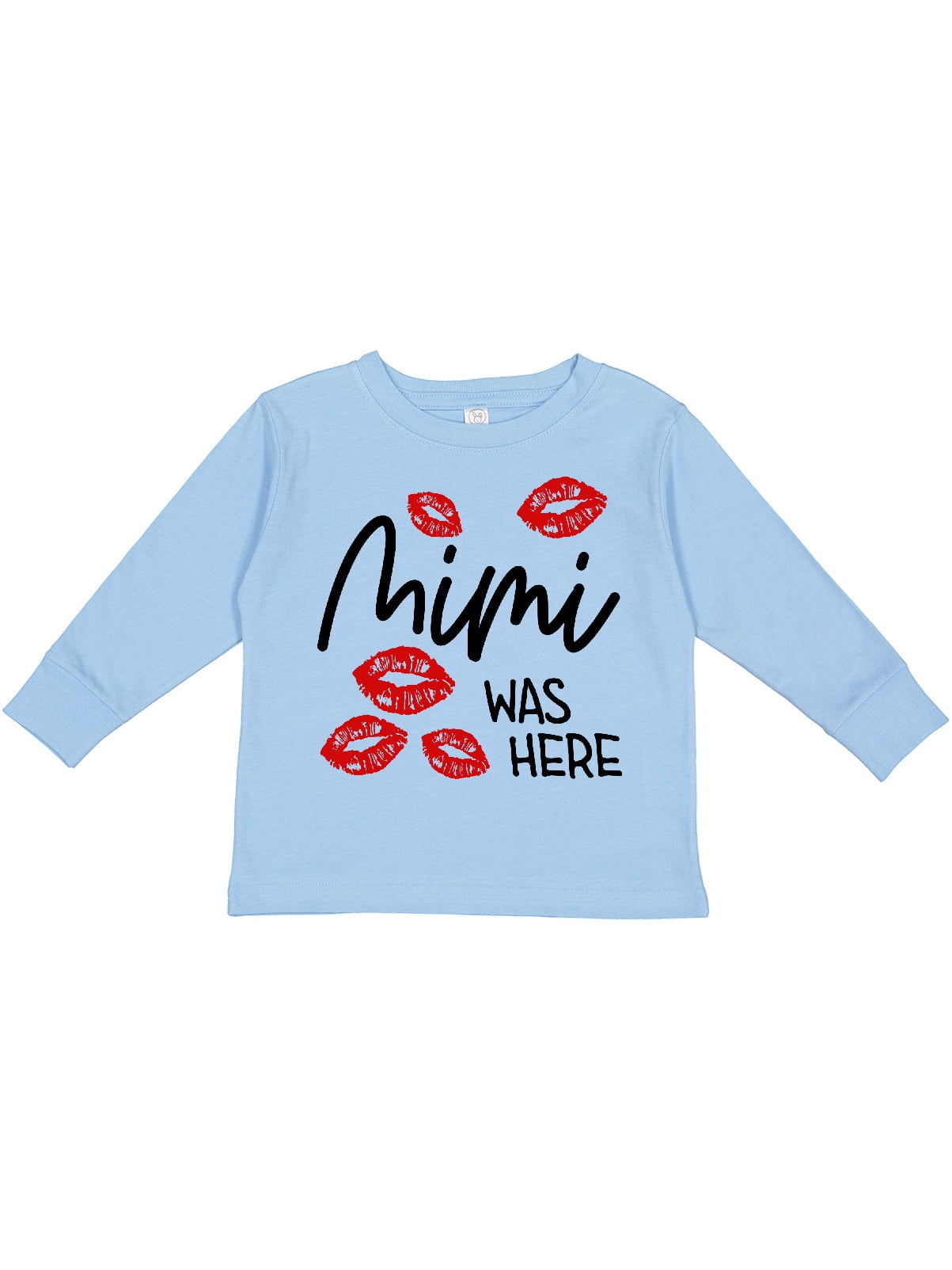 Inktastic Mimi Was Here Red Kisses Boys or Girls Long Sleeve Toddler T ...