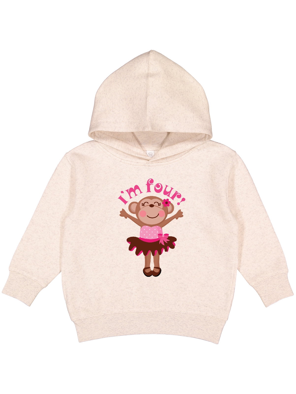 Inktastic Monkey 4th Birthday 4 Year Old Girl Toddler Hoodie - Walmart.com