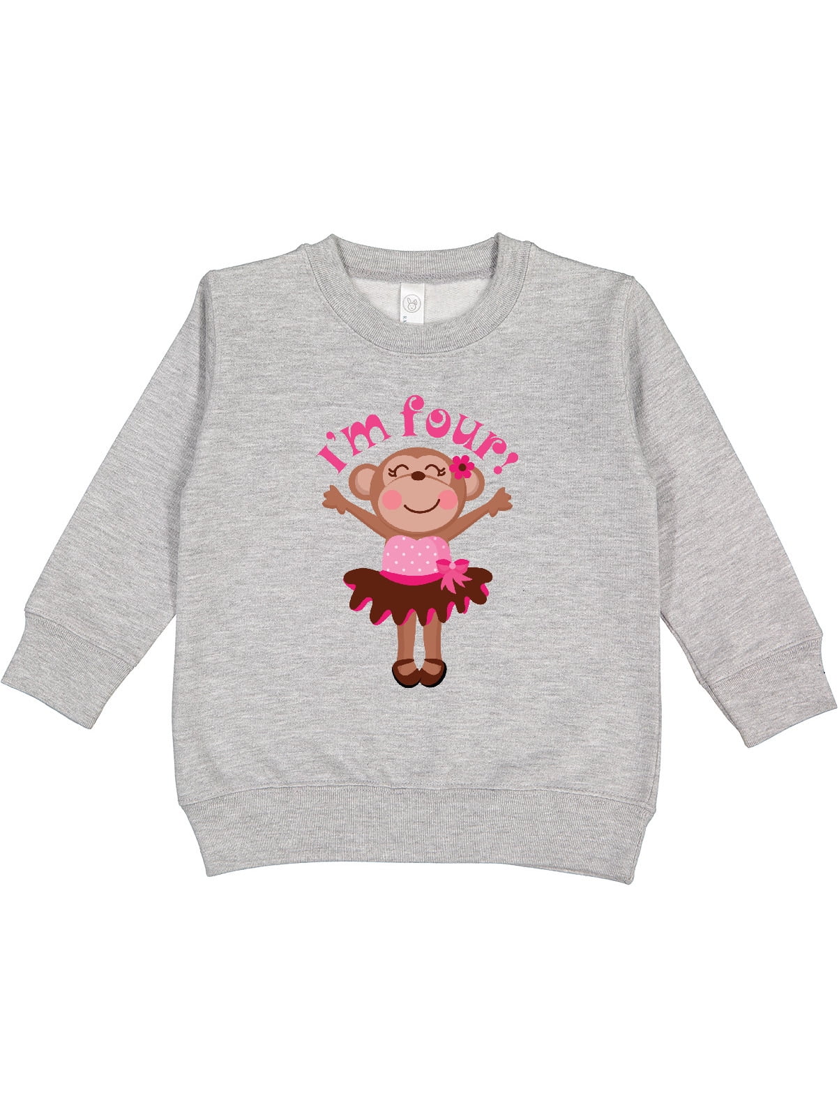 Inktastic Monkey 4th Birthday 4 Year Old Girl Toddler Sweatshirt ...