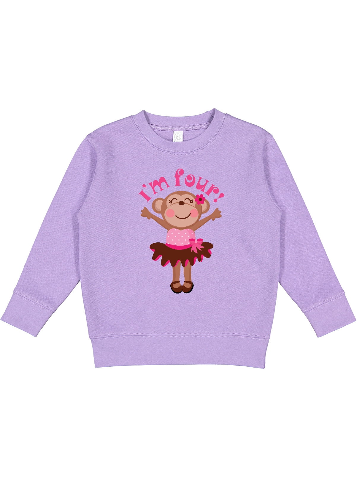 Inktastic Monkey 4th Birthday 4 Year Old Girl Toddler Sweatshirt ...