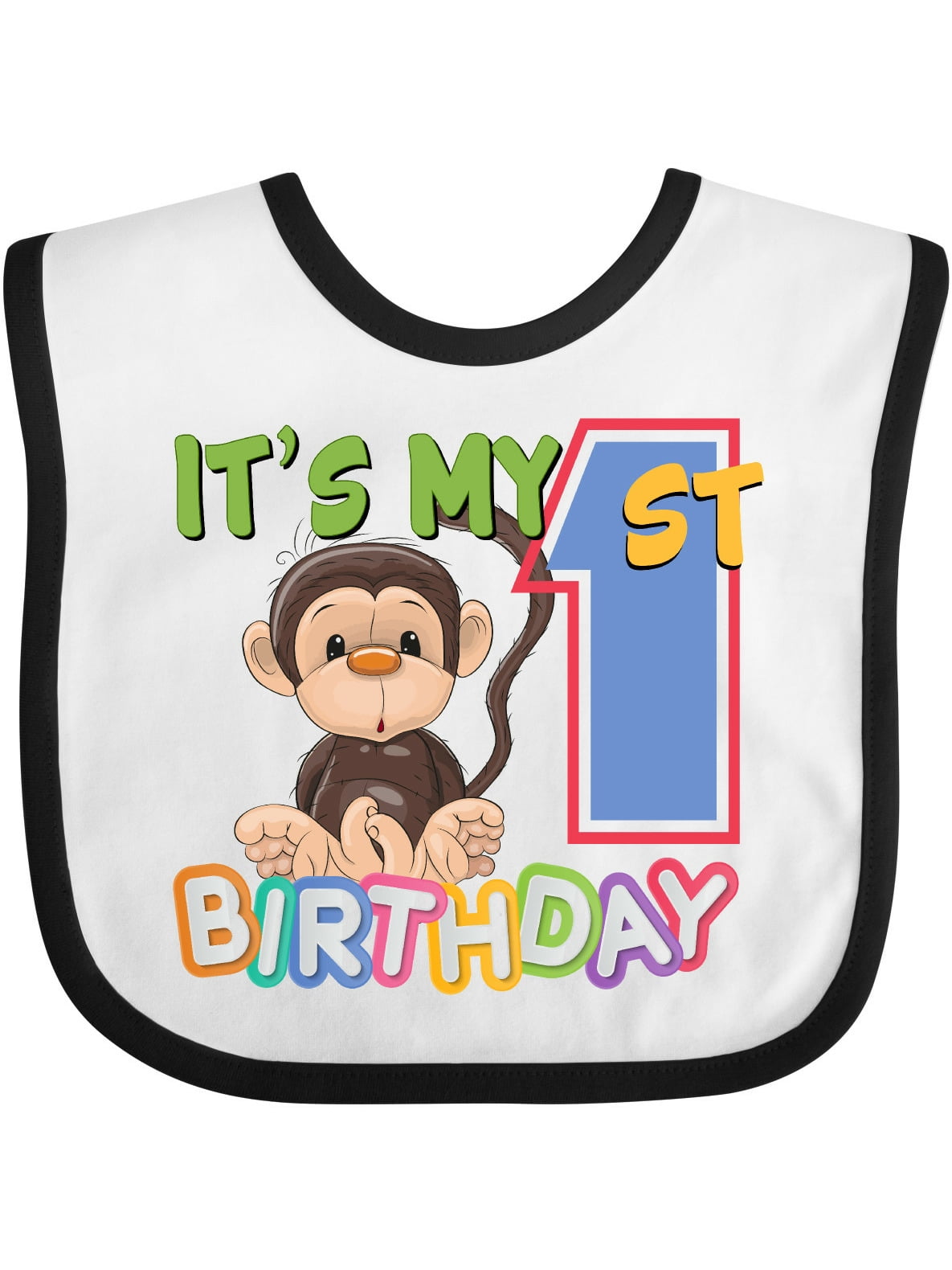 Inktastic Monkey First Birthday Boys or Girls Baby Bib - Walmart.com