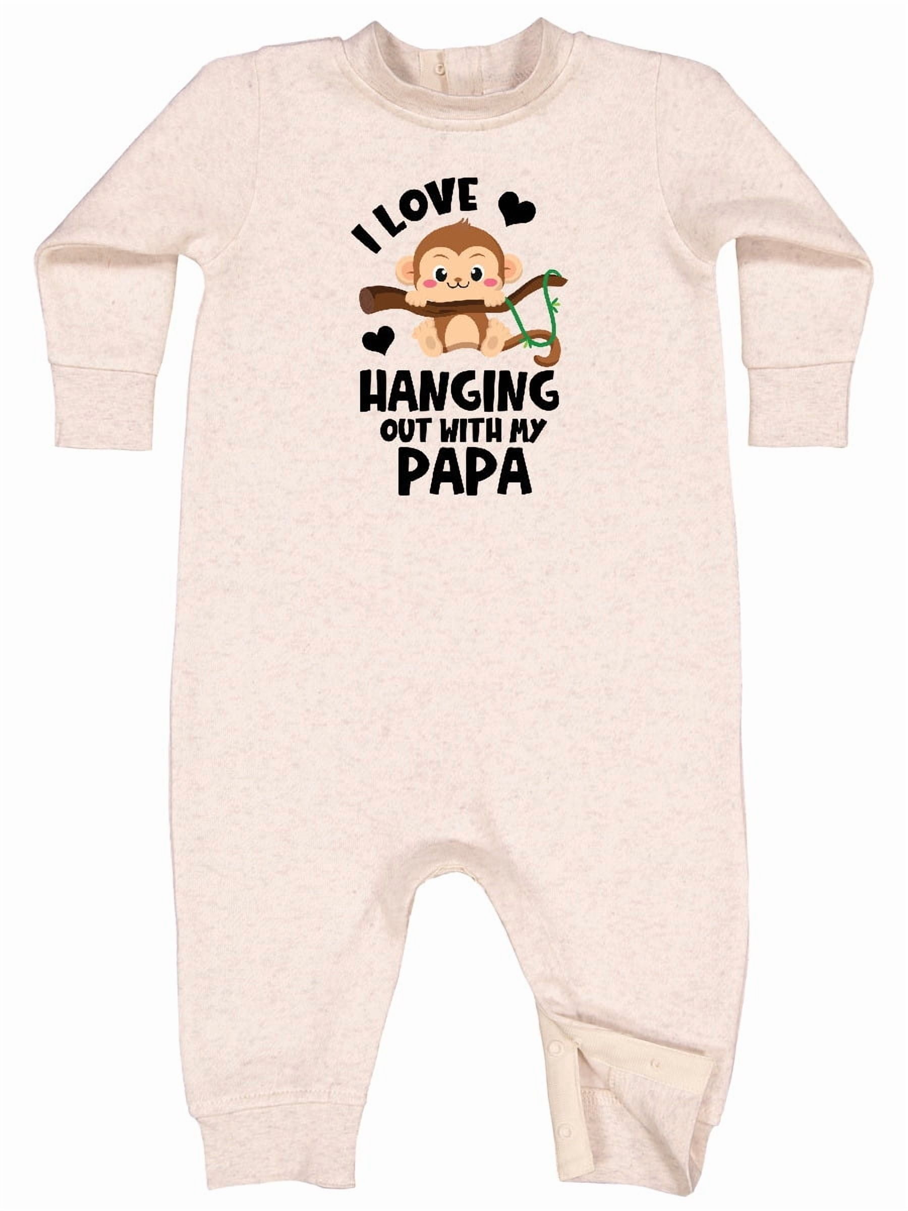 Inktastic Monkey I Love Hanging out with My Papa Baby Fleece Romper ...