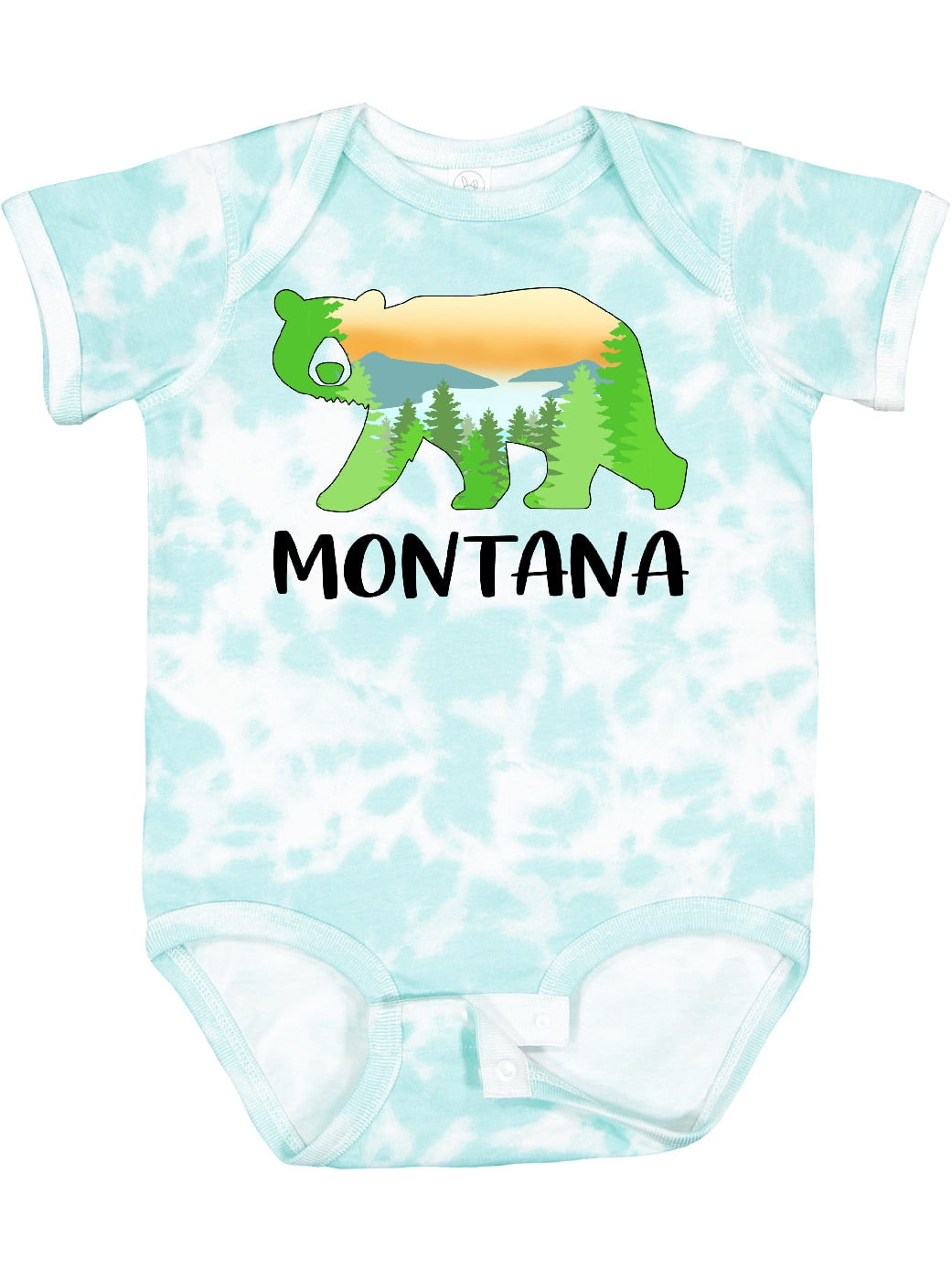Inktastic Montana Lake and Trees in Bear Silhouette Boys or Girls Baby ...