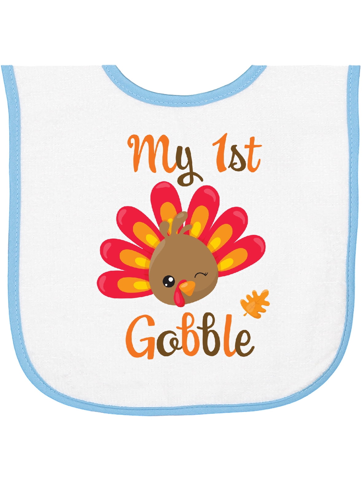 Inktastic My 1st Gobble with Turkey Face Baby Terry Cloth Bib - Walmart.com