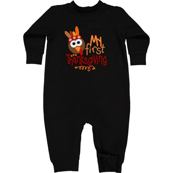Inktastic My 1st Thanksgiving Cute Turkey with Feathers Baby Fleece ...