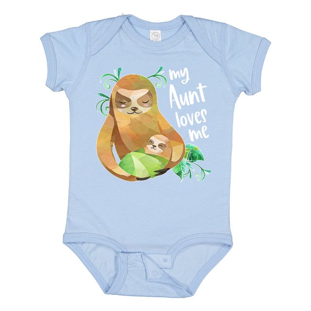 Inktastic My Aunt Loves Me Cute Sloth and Baby Boys or Girls Baby Bodysuit - Walmart.com