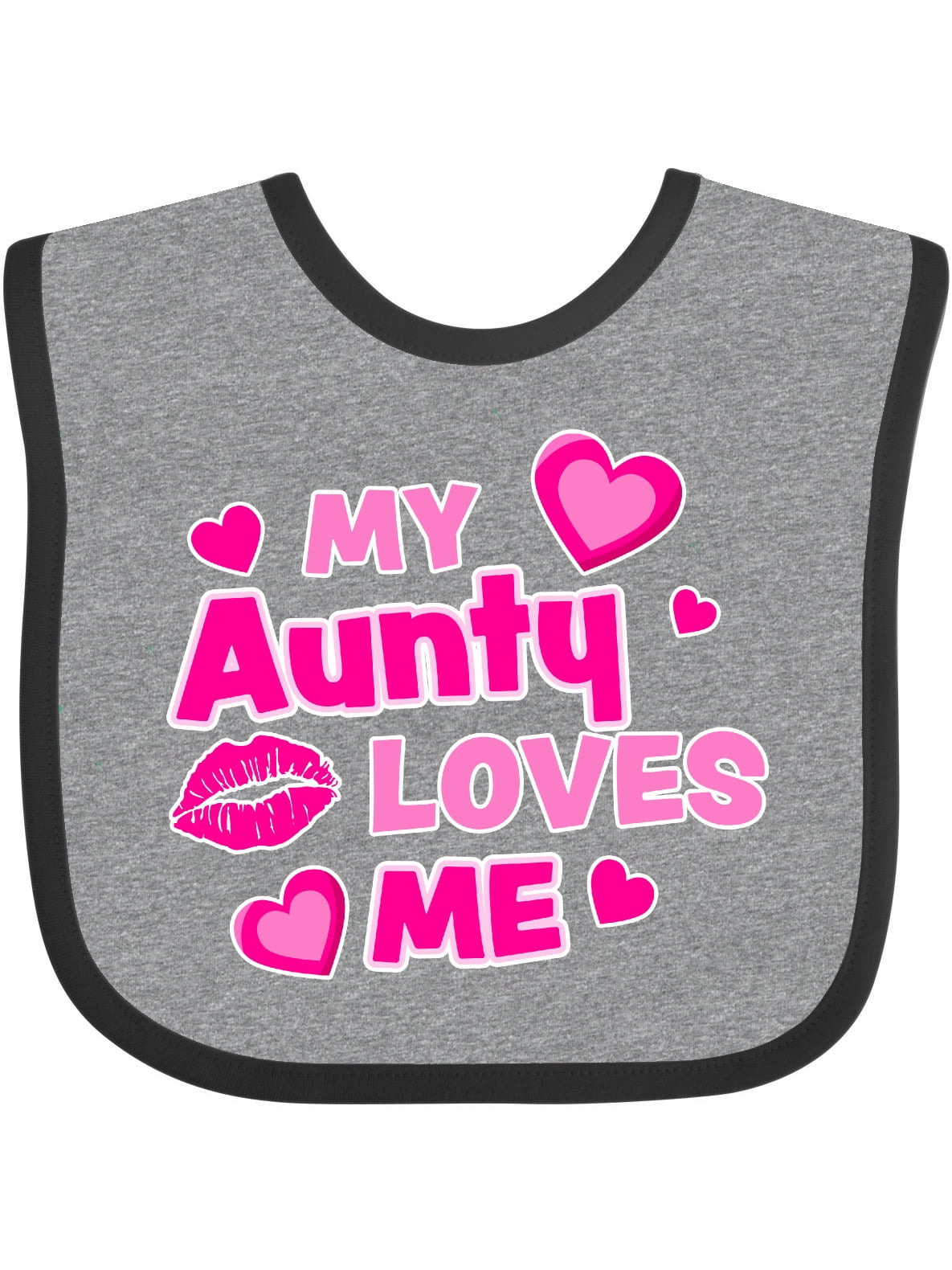 Inktastic My Aunty Loves Me with Hearts and Kiss Boys or Girls Baby Bib - Walmart.com