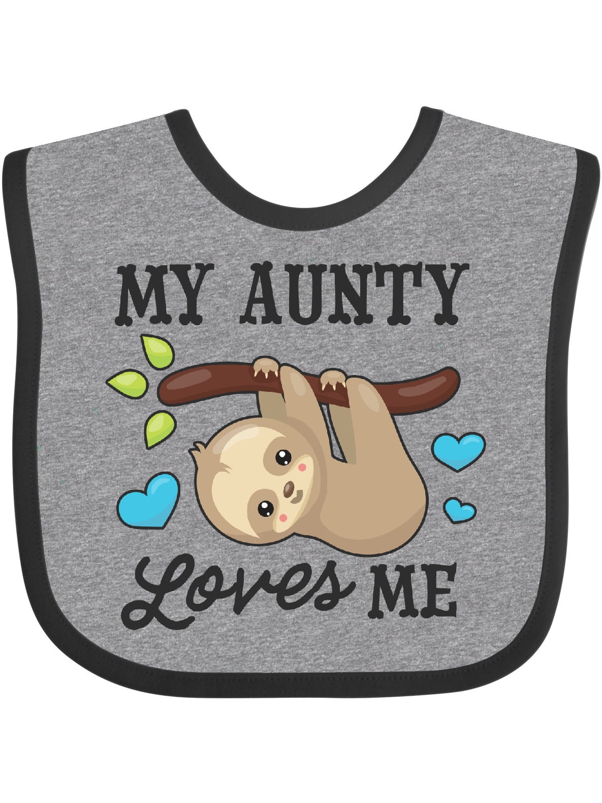 Inktastic My Aunty Loves Me with Sloth and Hearts Boys or Girls Baby Bib - Walmart.com