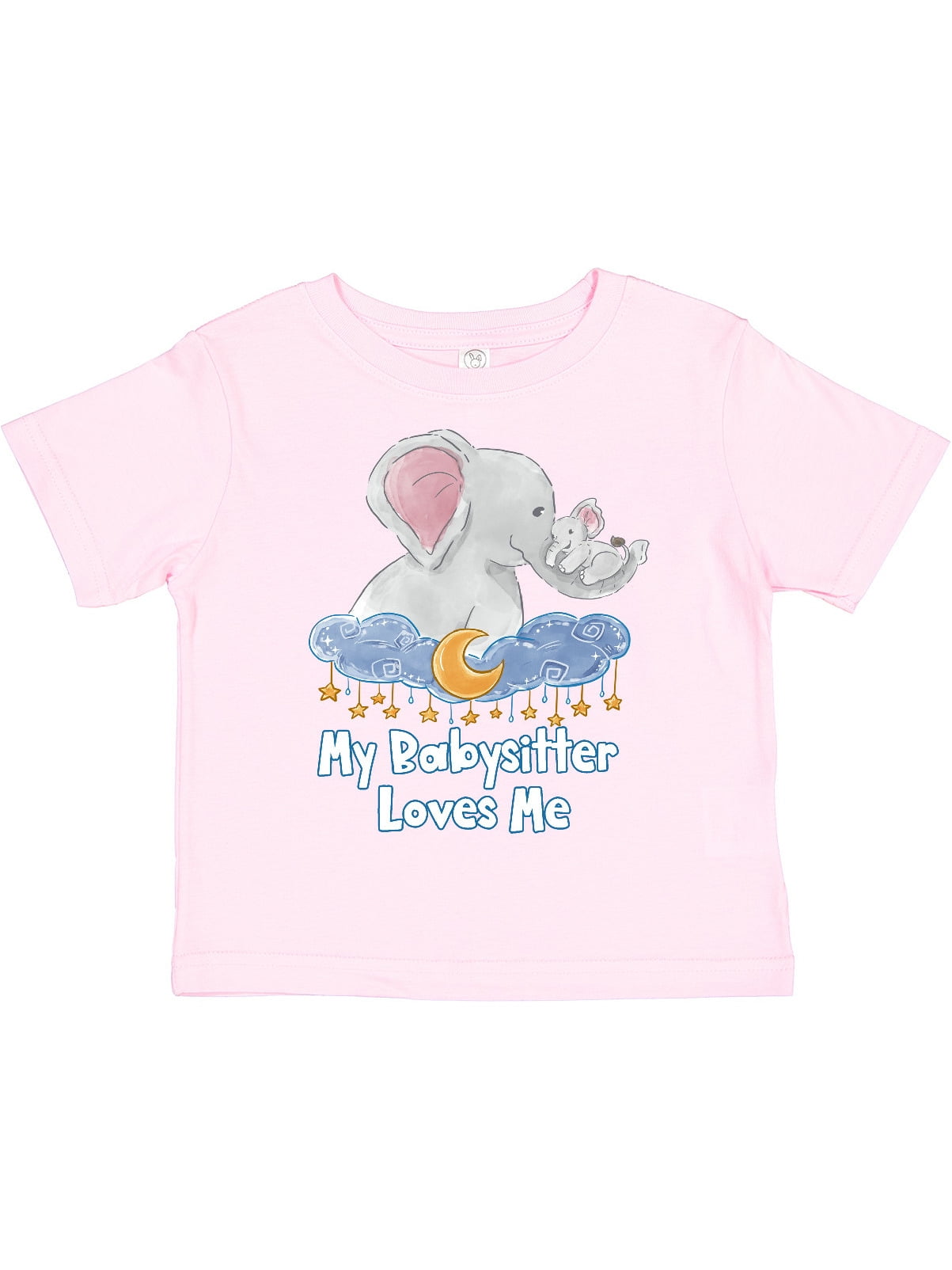 Inktastic My Babysitter Loves Me Cute Elephants Clouds Moon and Stars Boys or Girls Toddler T ...