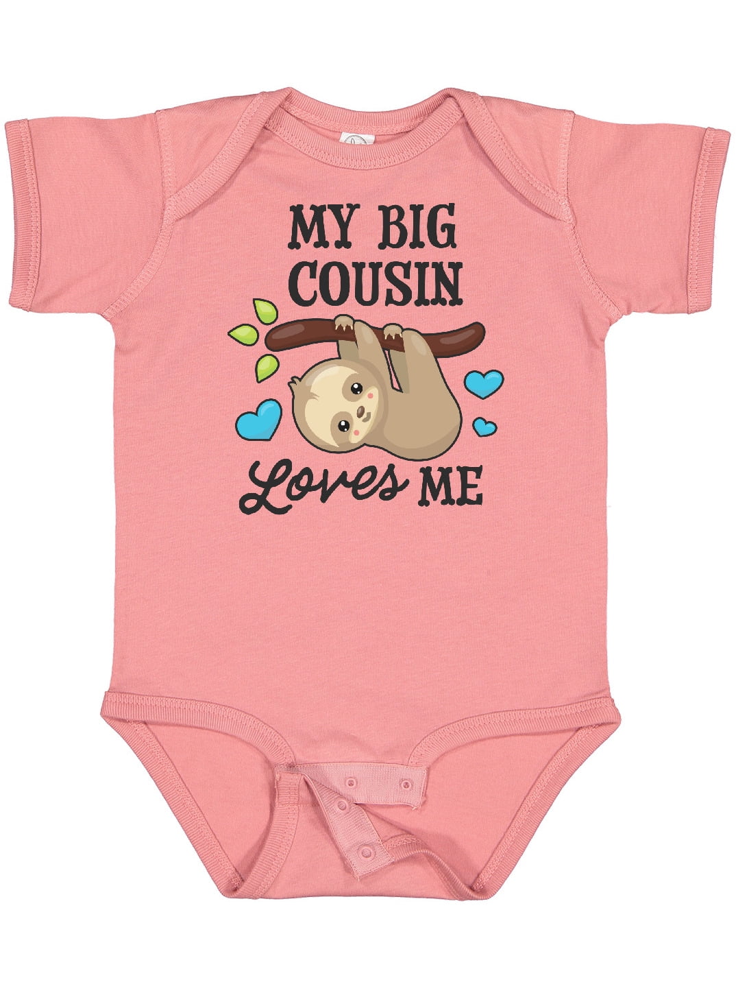 Inktastic My Big Cousin Loves Me with Sloth and Hearts Boys or Girls Baby Bodysuit - Walmart.com