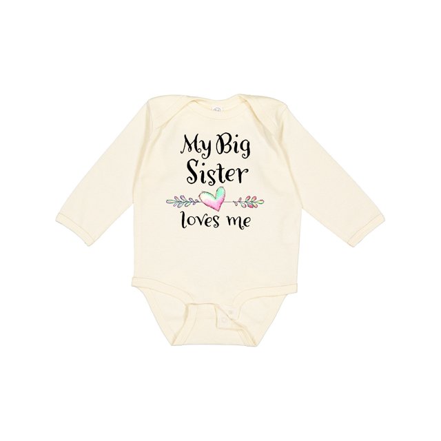 Inktastic My Big Sister Loves Me- Heart Boys or Girls Long Sleeve Baby Bodysuit - Walmart.com