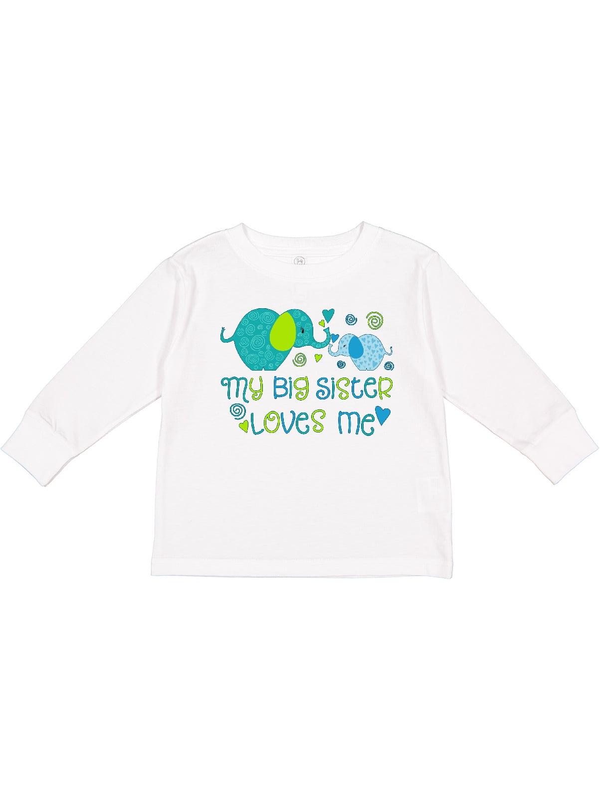 Inktastic My Big Sister Loves Me- cute elephants Boys or Girls Long Sleeve Toddler T-Shirt ...