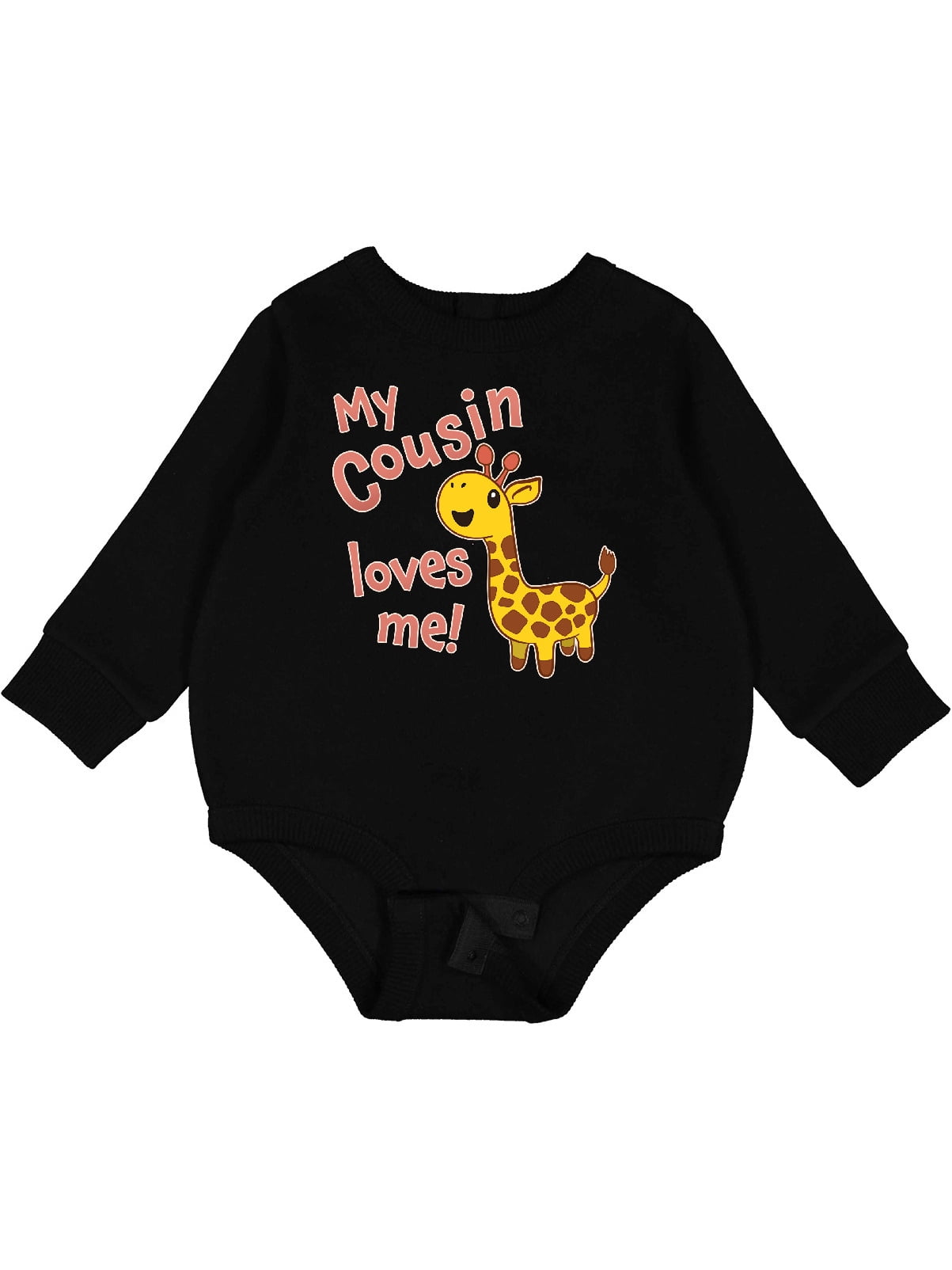 Inktastic My Cousin Loves Me Cute Giraffe Baby Fleece Bodysuit ...