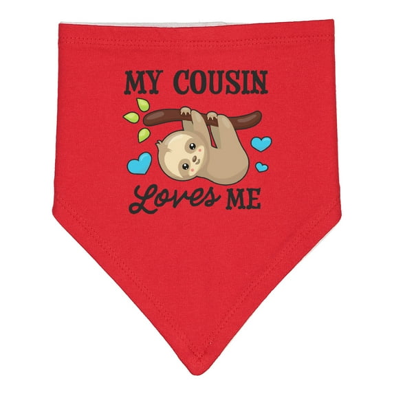 Inktastic My Cousin Loves Me with Sloth and Hearts Baby Bandana Bib ...