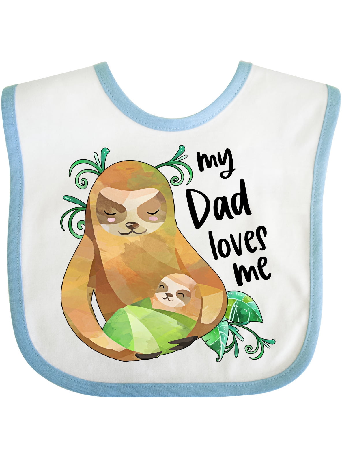 Inktastic My Dad Loves Me Cute Sloth and Baby Boys or Girls Baby Bib - Walmart.com