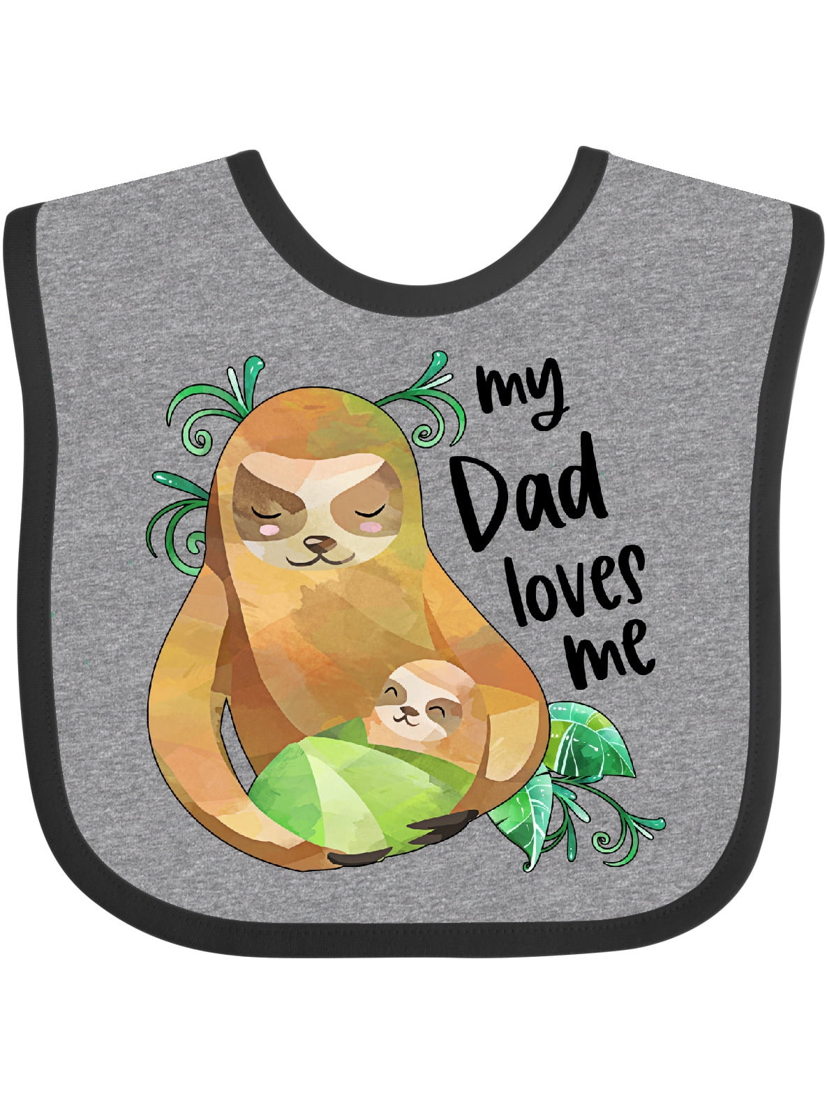 Inktastic My Dad Loves Me Cute Sloth and Baby Boys or Girls Baby Bib ...