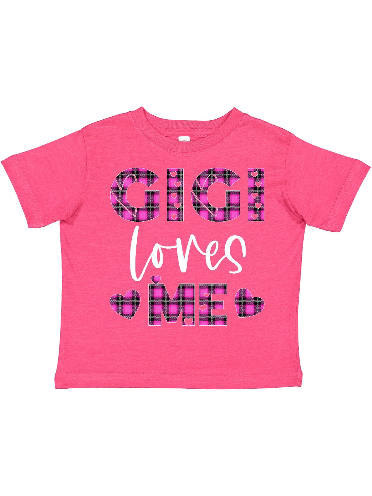 Inktastic My Gigi Loves Me Hearts in Pink Plaid Boys or Girls Toddler T-Shirt - Walmart.com