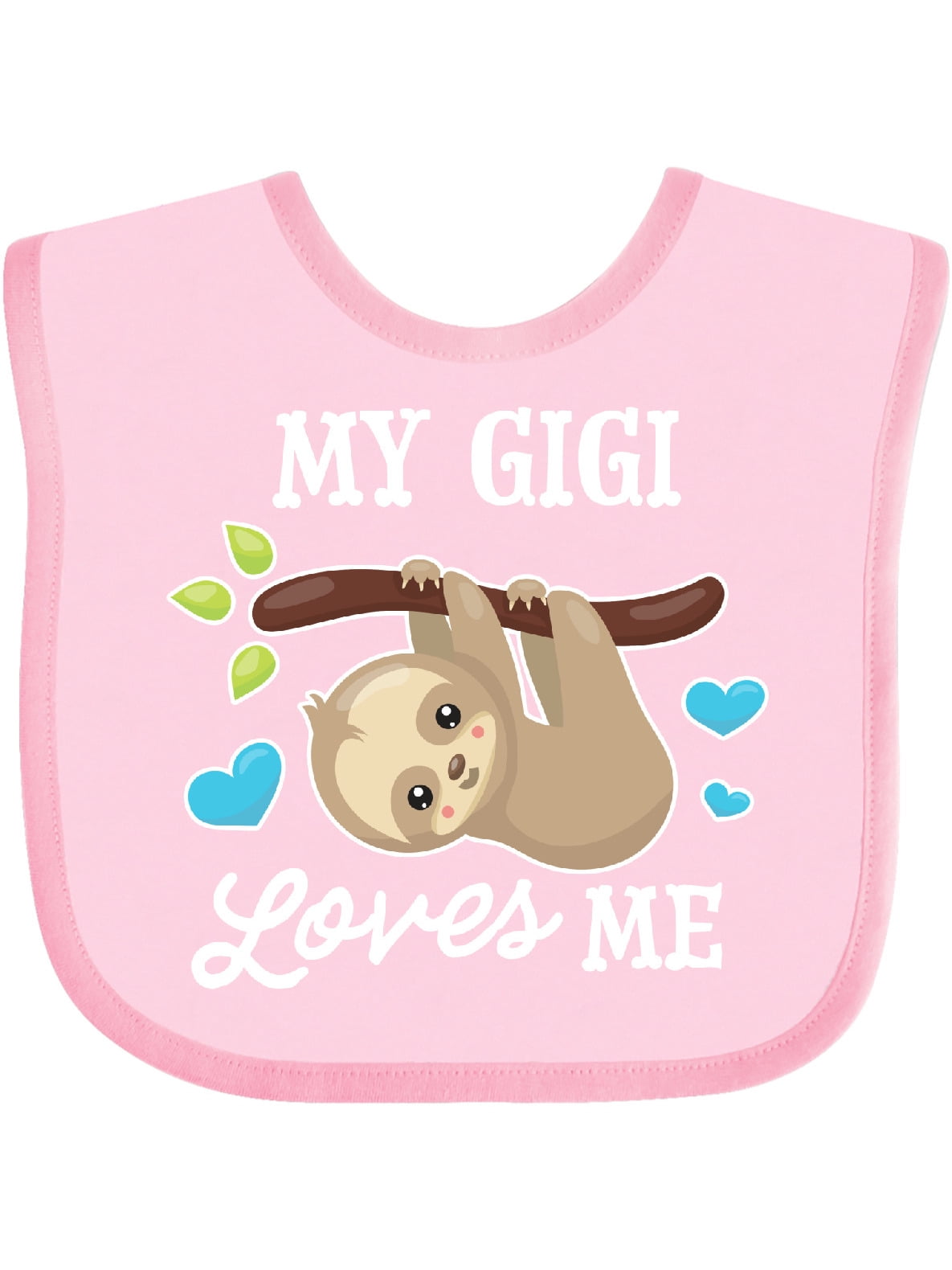 Inktastic My Gigi Loves Me with Sloth and Hearts Boys or Girls Baby Bib - Walmart.com