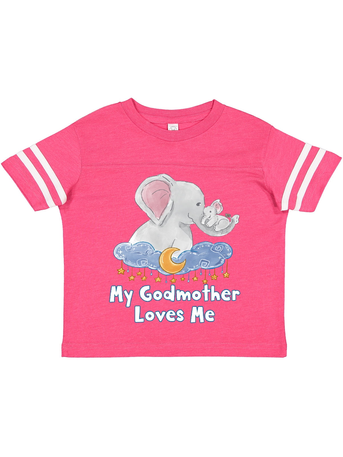 Inktastic My Godmother Loves Me Cute Elephants Clouds Moon and Stars Boys or Girls Toddler T ...