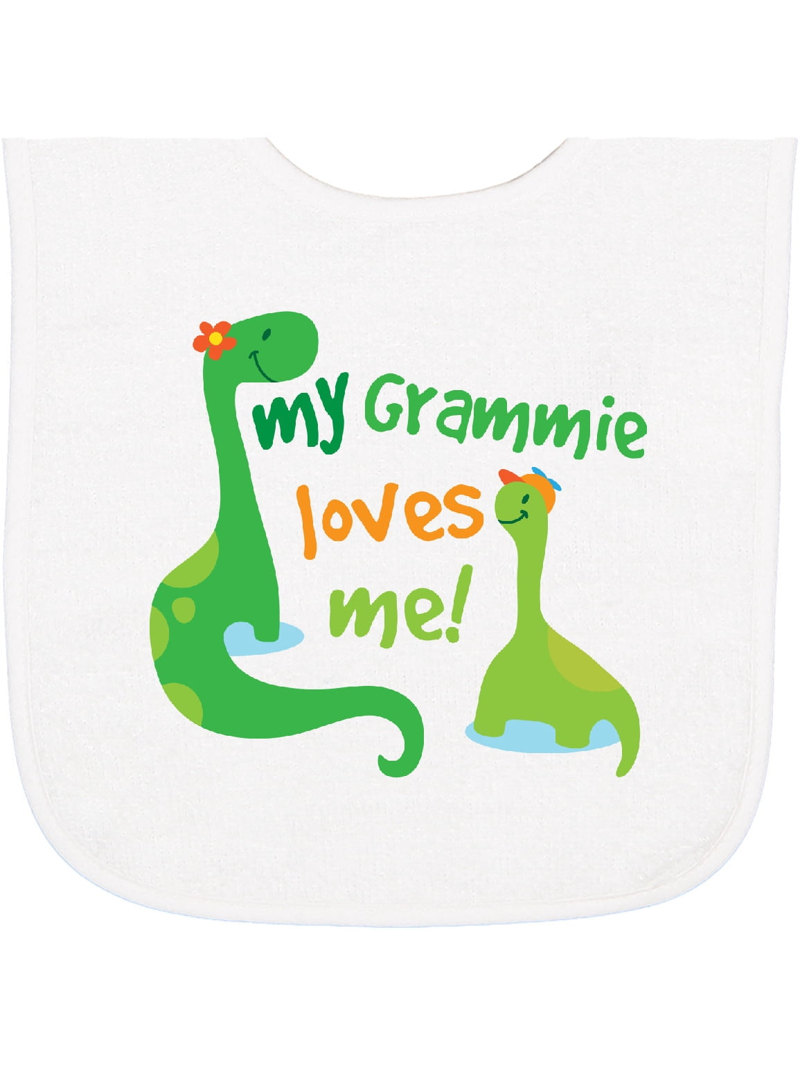 Inktastic My Grammie Loves Me Grandson Dinosaur Baby Terry Cloth Bib ...