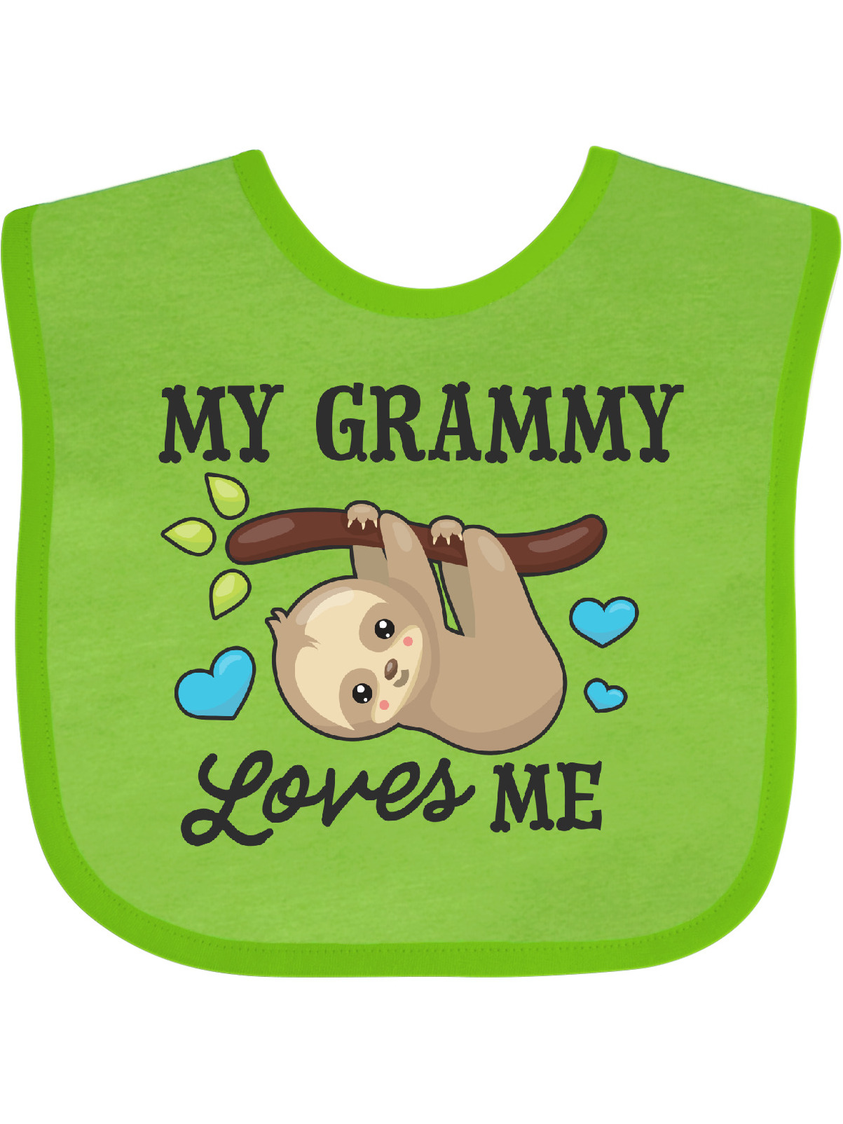 Inktastic My Grammy Loves Me with Sloth and Hearts Boys or Girls Baby Bib - Walmart.com