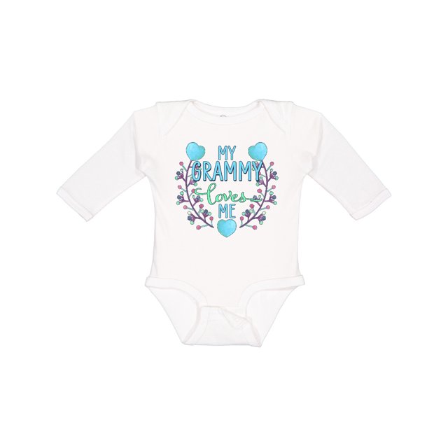 Inktastic My Grammy Loves Me- Painted Flowers and Hearts Boys or Girls Long Sleeve Baby Bodysuit ...