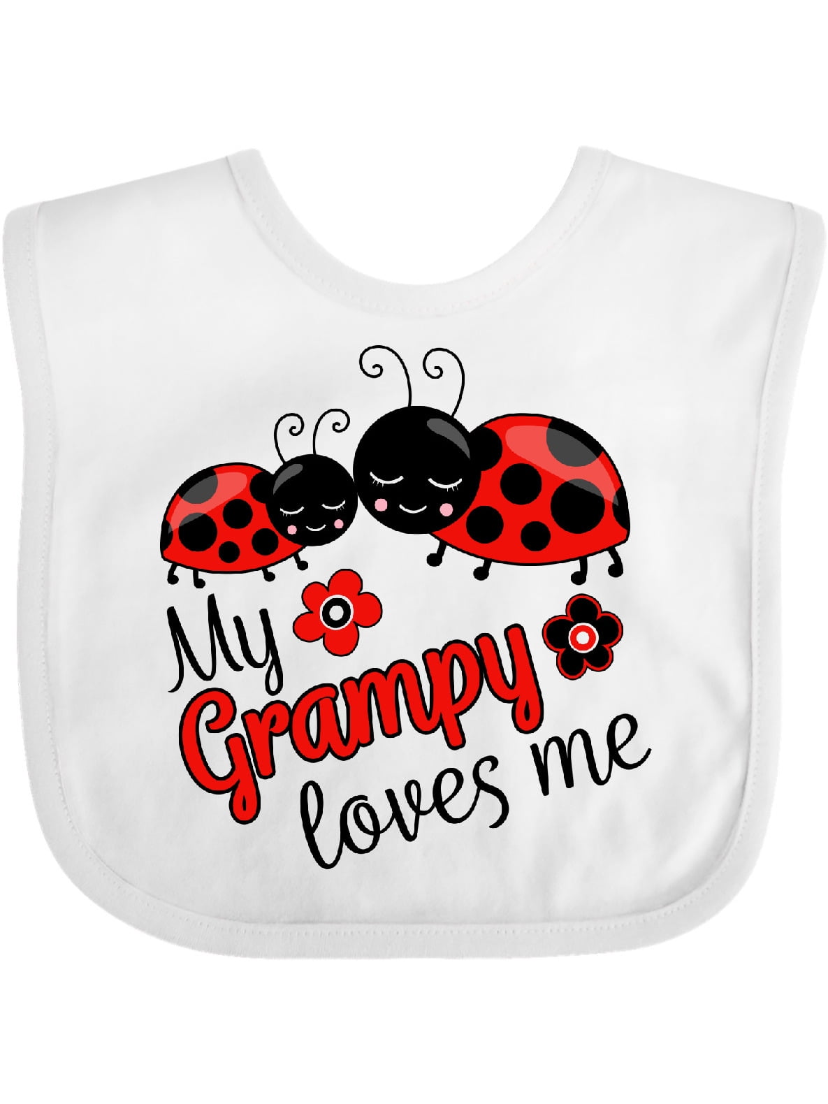 Inktastic My Grampy Loves Me with Cute Ladybugs Boys or Girls Baby Bib ...